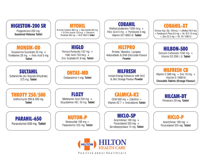 Product Range - Hilton Health Care - Pharma Distributors | Ahmedabad
